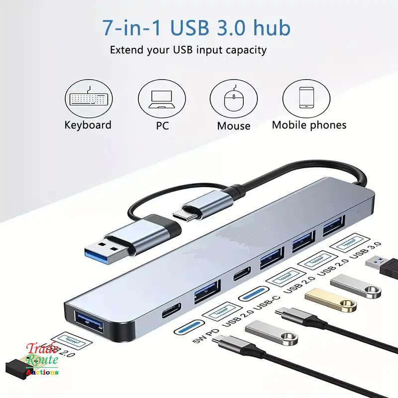 USB Hubs - 7 in 1 USB-C Adapter Hub Docking Station 7 Port USB HUB Type C Docking Station was ...